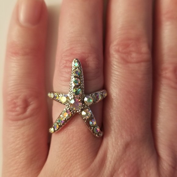 Jewelry | Colorful Crystal Starfish Ring Silver | Poshmark